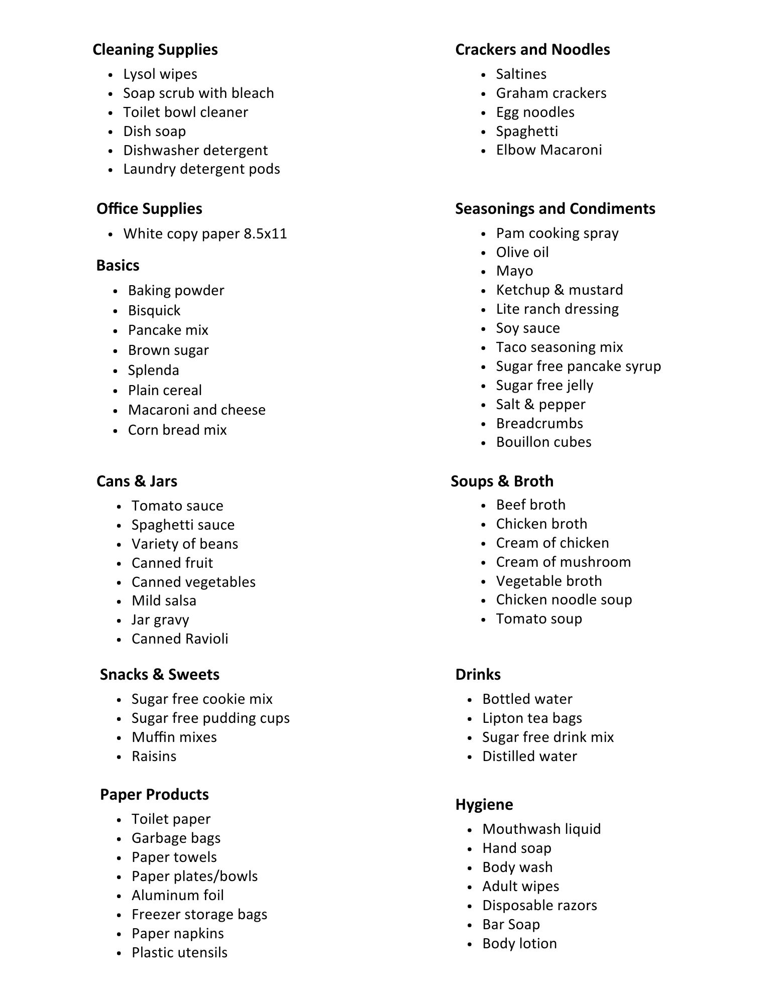 Donation Wishlist – Seniors Intervention Group